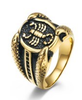 Stylish Viking Scorpion Signet Ring In 18K Triple Yellow Gold Finish ...