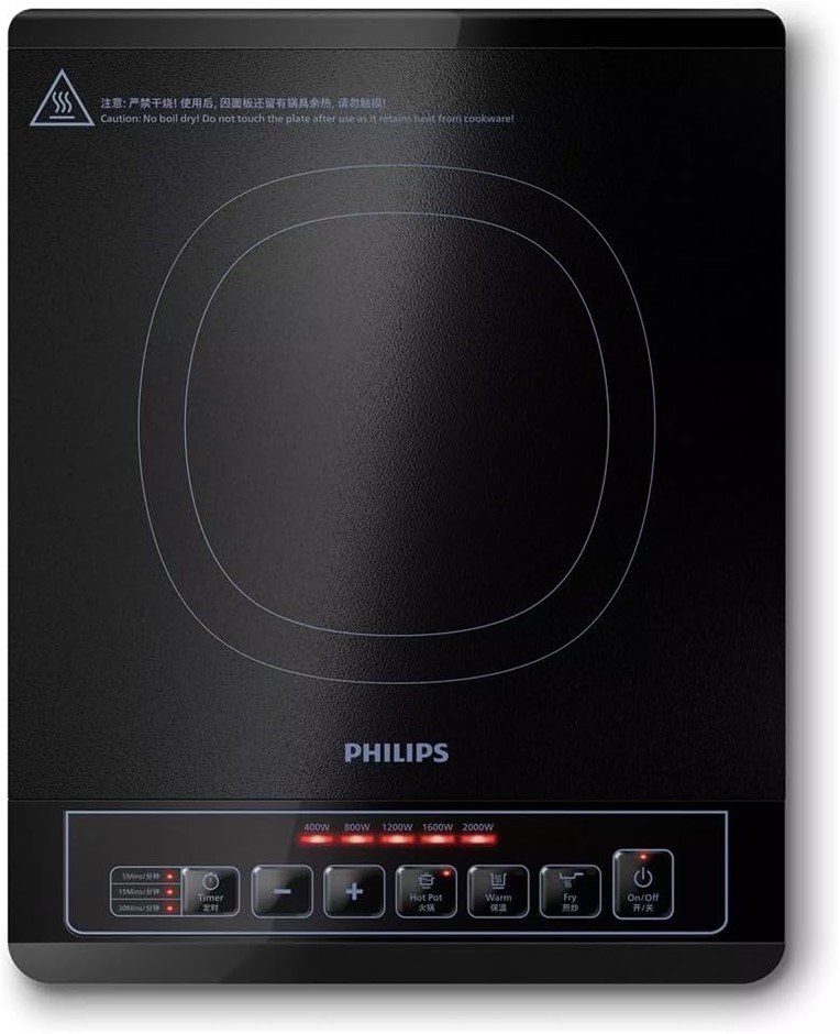 PHILIPS 5000 Series Induction Cooker, Black, 2000W High Power, HD4902 ...