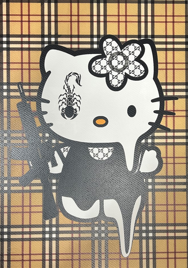 Death NYC Signed Street Art Print "HELLO KITTY/BURBERRY CHECK STYLE ...