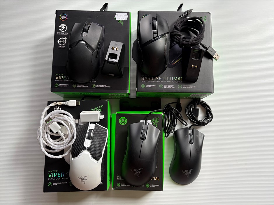 Razer Deathadder Ergo, Viper, Basilisk Gaming Mouse (Lot of 5) Auction ...