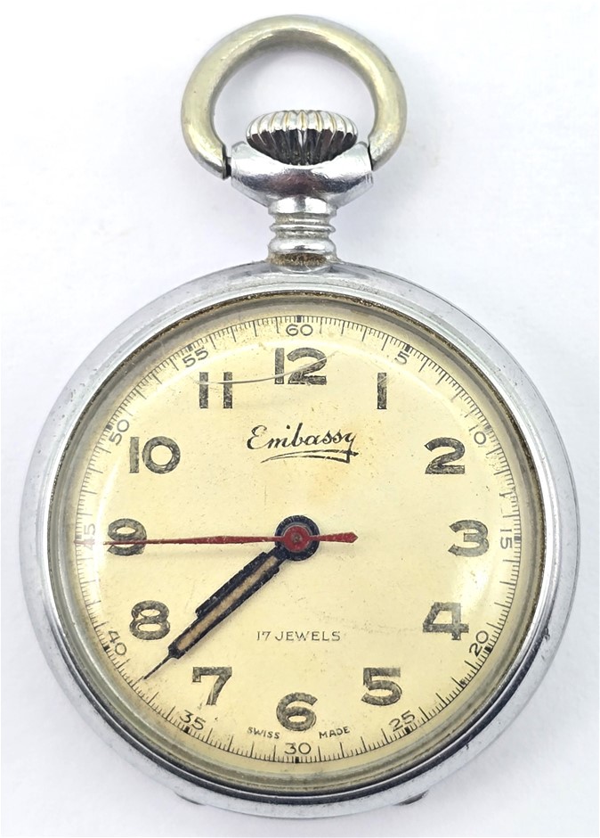 VINTAGE EMBASSY 17 JEWELS POCKET WATCH Auction (0001-2568538) | Grays ...