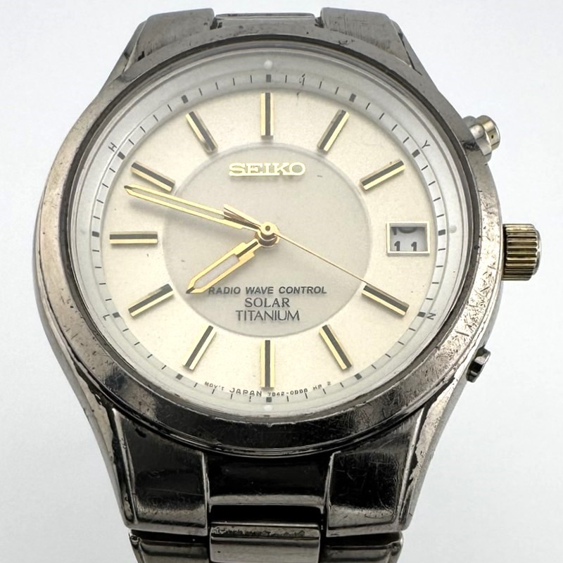 RARE SEIKO RADIO WAVE CONTROL SOLAR TITANIUM REF.7B42-0AN0 38MM WATCH ...