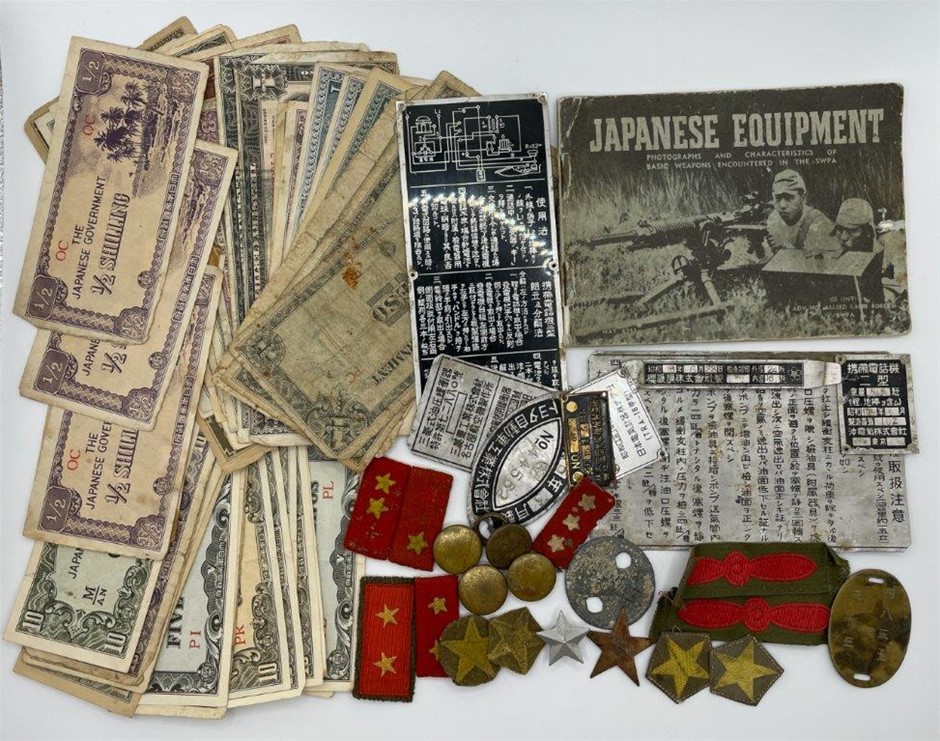Approx. 77x WWII Japanese ID tags 1 x oval in brass and 1x round in ...