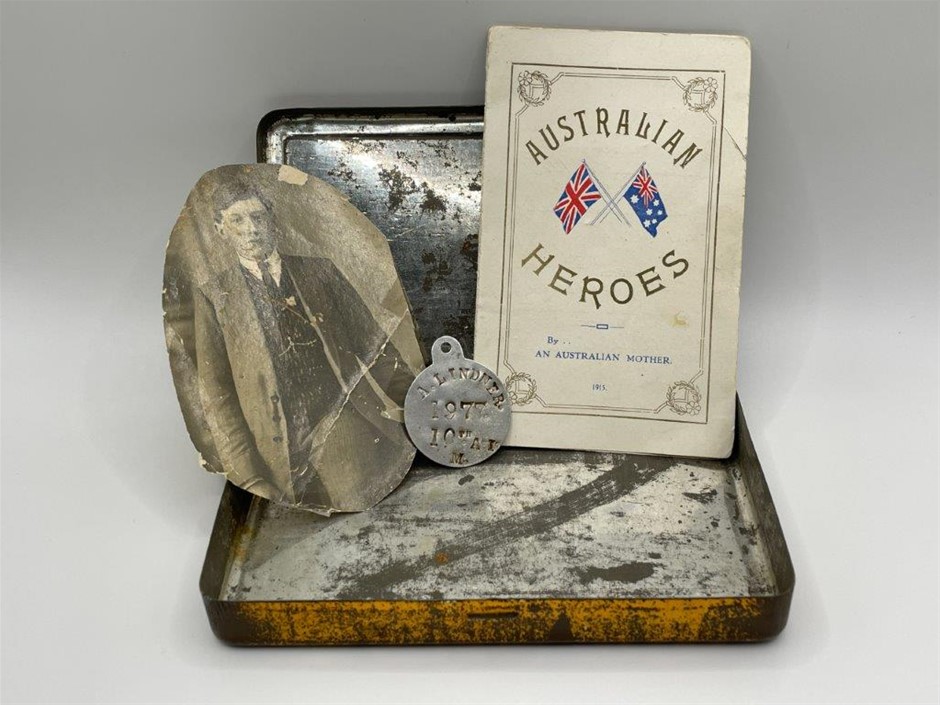 3 x Assorted Australian Military Memorabilia inside a tin case (w ...