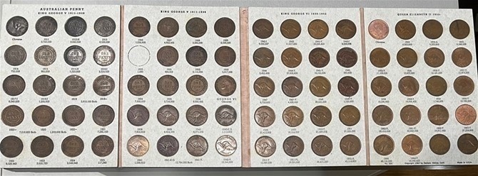 Complete Set of Australia Pennies Album 79 coins, Missing 1930 Penny ...