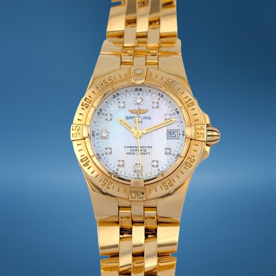 Breitling Starliner 18k Yellow Gold Mother Of Pearl Dial K71340 BxP ...
