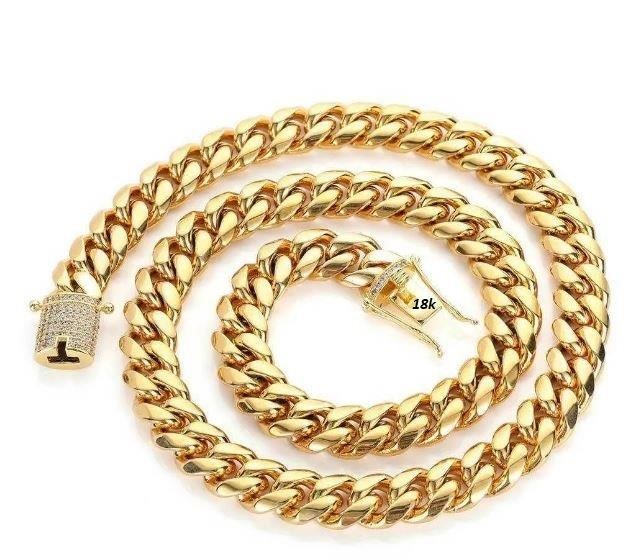 18k Yellow Gold Filled Cuban Chain stamped(18K)-55cm Auction (0004 ...