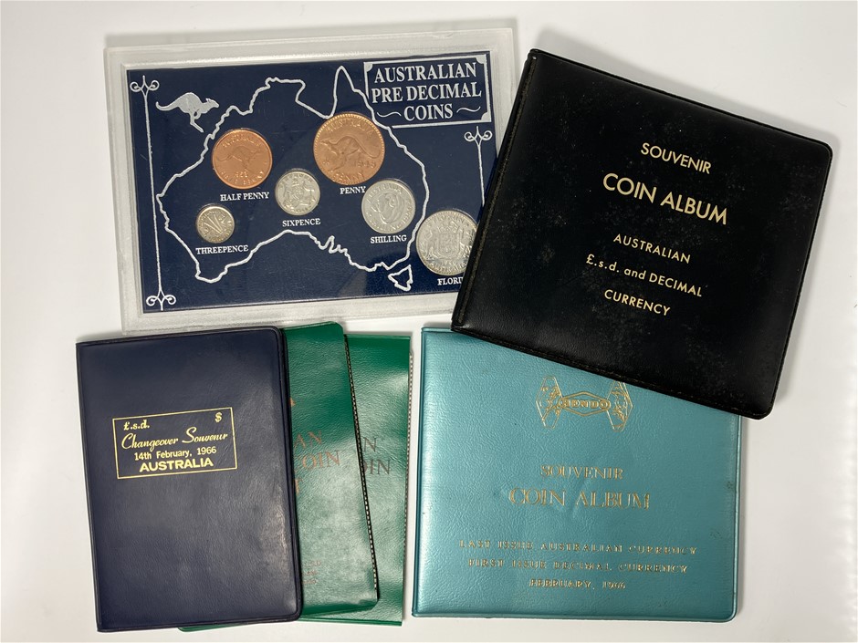 6 x asstd 1966 Australian pre-decimal proof & commemorative coin sets ...