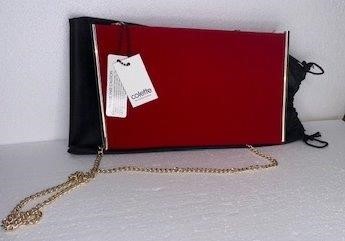 Colette Red Clutch bag with a Gold Chain Strap and trim, New with tag ...