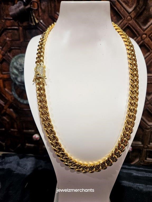 Italy 18K Triple Yellow Gold Plated Cuban Chain (18KGP/Italy)stamped ...