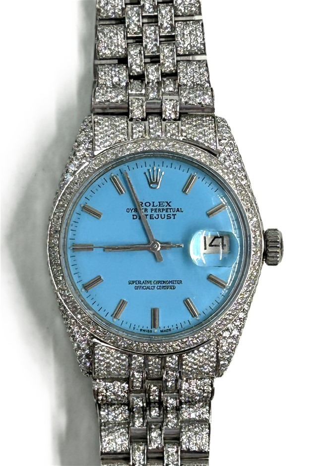 ROLEX Oyster Perpetual Date just Diamond Iced Watch Auction (0364 ...