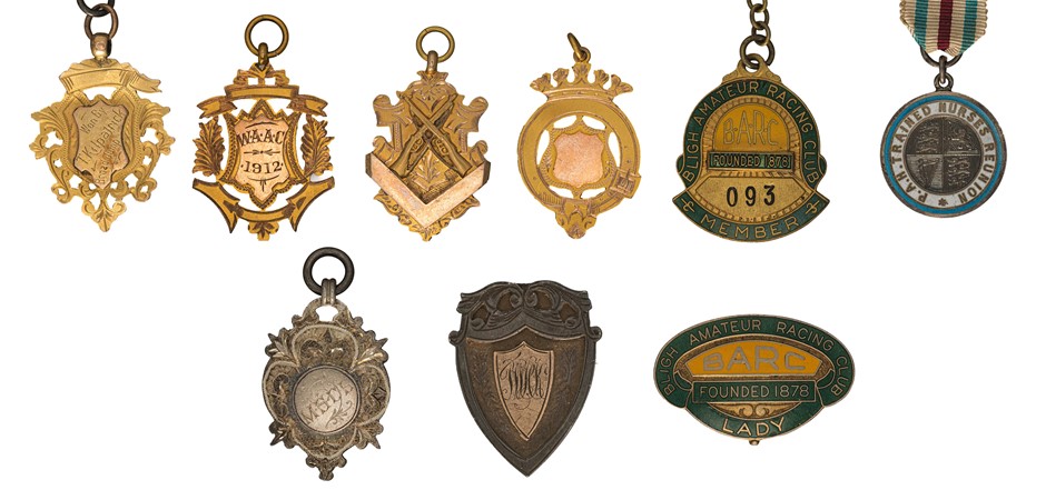 9 x New Zealand Sporting gold fob medals/badges (incl. 4 x in 9Ct ...