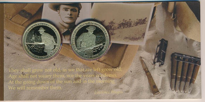 Australia & New Zealand 2005 $1 ANZAC 90th Anniversary set of 2 Auction ...
