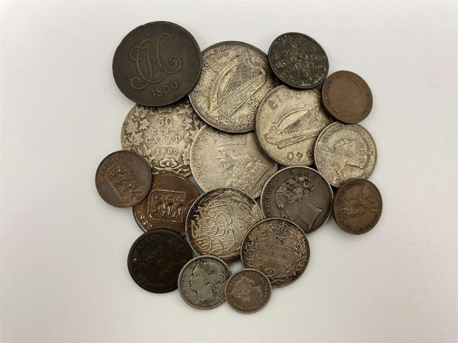 Approx 17 x Asstd Commonwealth Coins & Tokens, in Silver and Bronze ...