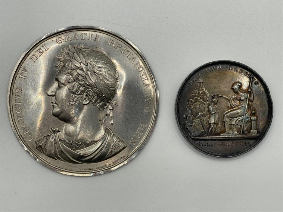 2 x Great Britain, School medal, Cliche of George IV medal C:1800s ...