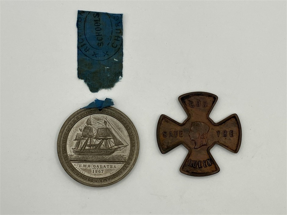 2 x AU Duke Edinburgh & Royal Jubilee Commemorative Medals C:1867-87 ...