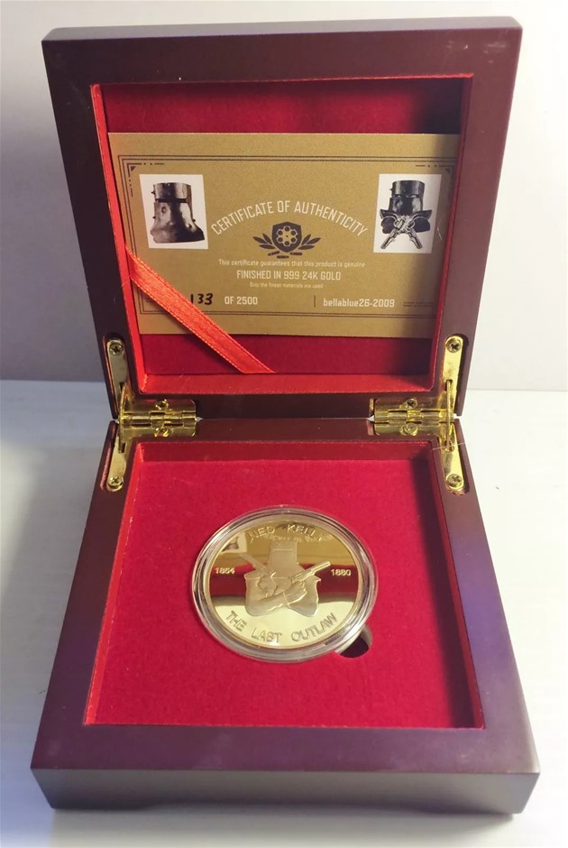 "NED KELLY" The Last Outlaw 1oz Coin Finished in 999 24k Gold LTD #2 ...