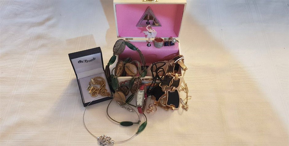 Jewelry Box with Misc. ,Jewelries and Lorus Watch Minor Use. Used ...