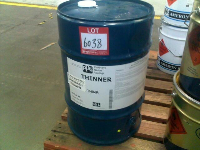 60 litre drum of PPG gun wash thinner Auction (6038-7000853) | Grays ...